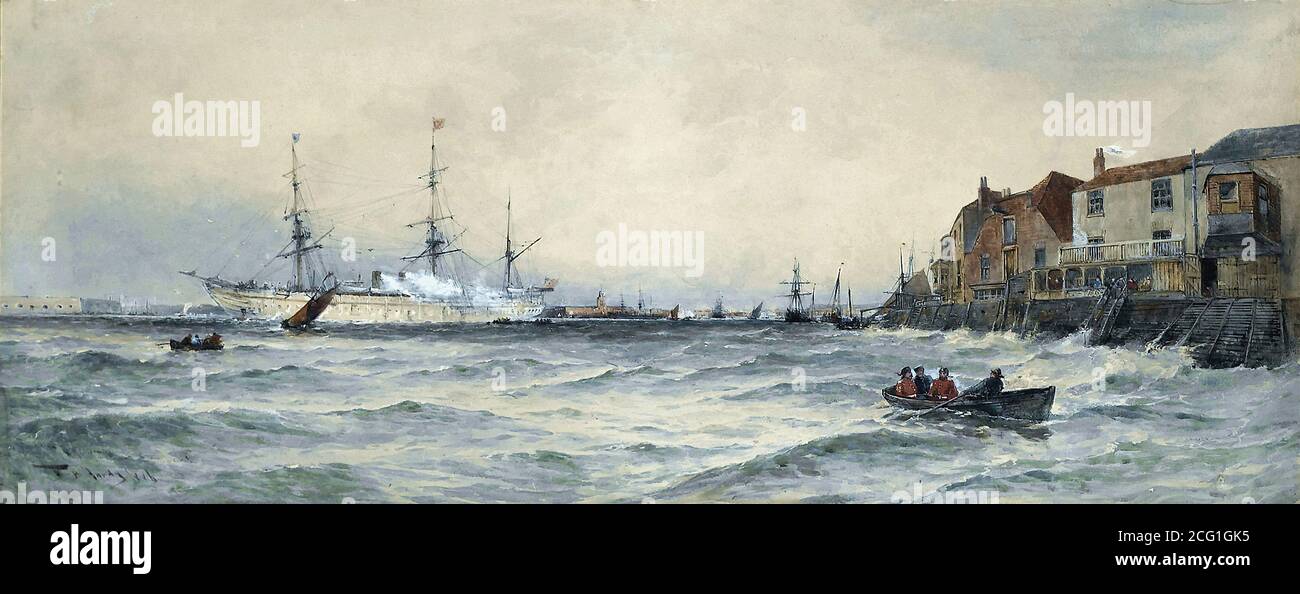 Hardy Thomas Bush - H.M.S. 'orontes' Leaving Portsmouth with Troops for ...