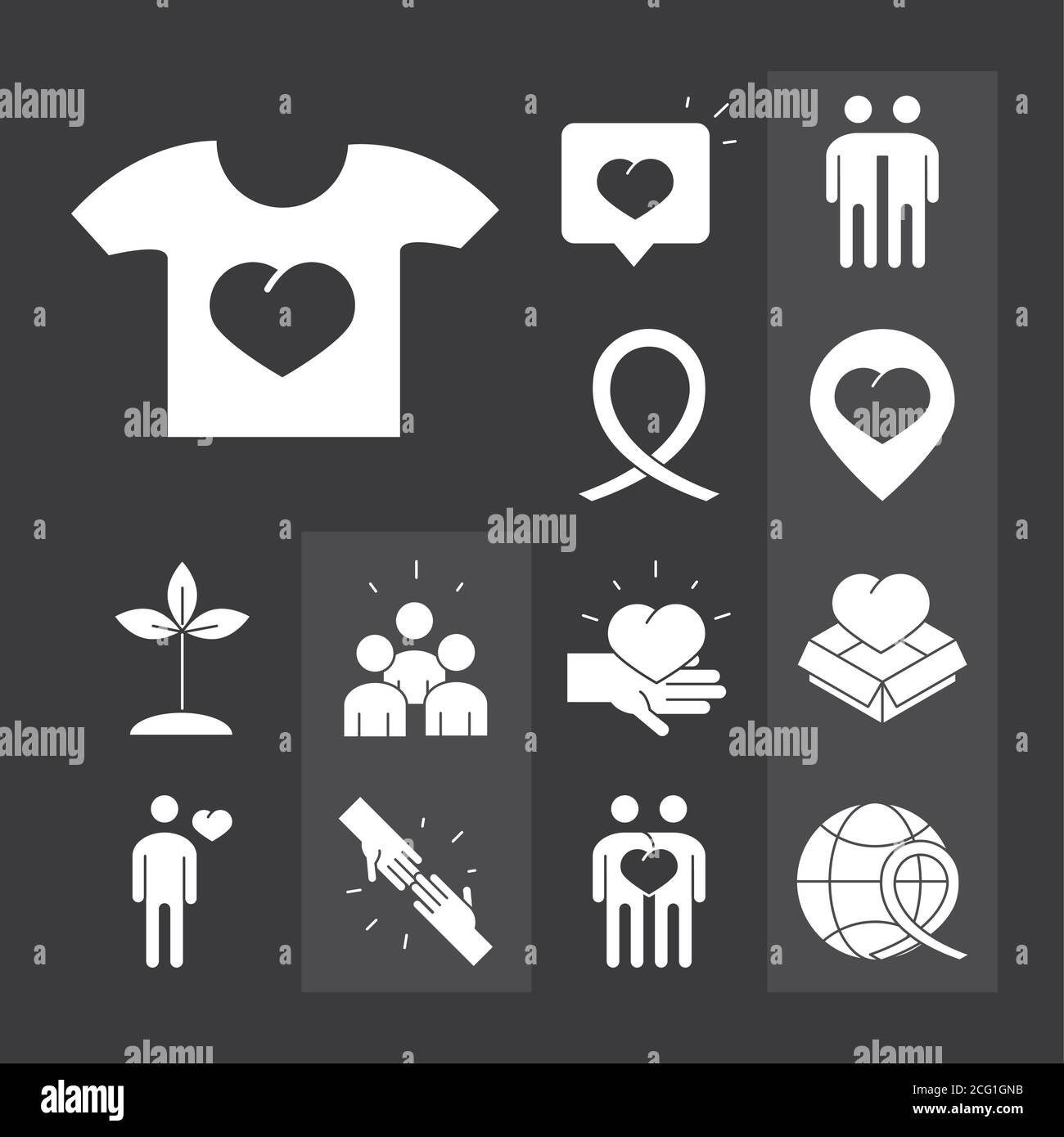 community together support charity donation and love silhouette icons ...