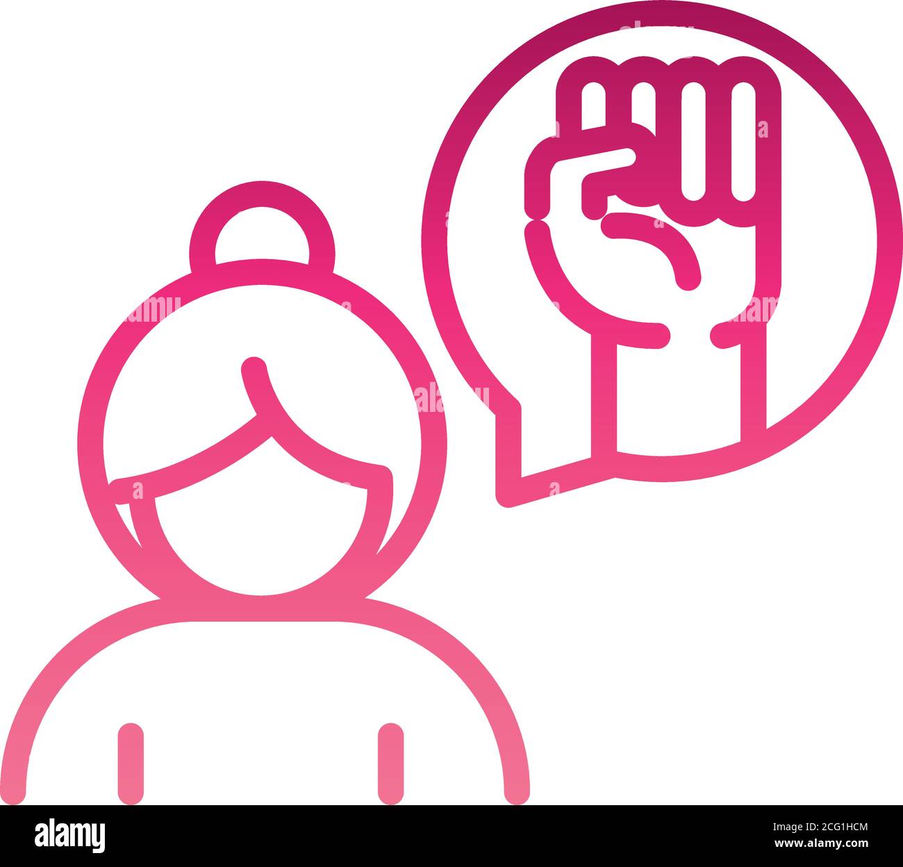 Feminism Movement Icon Woman Raised Hand Power Female Rights Gradient