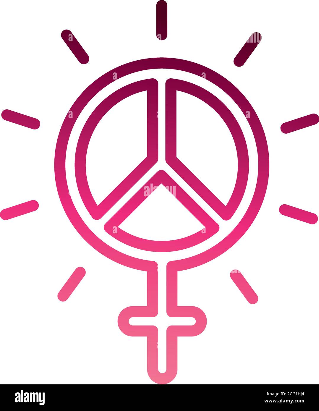 feminism movement icon, gender female peace and love emblem, gradient ...