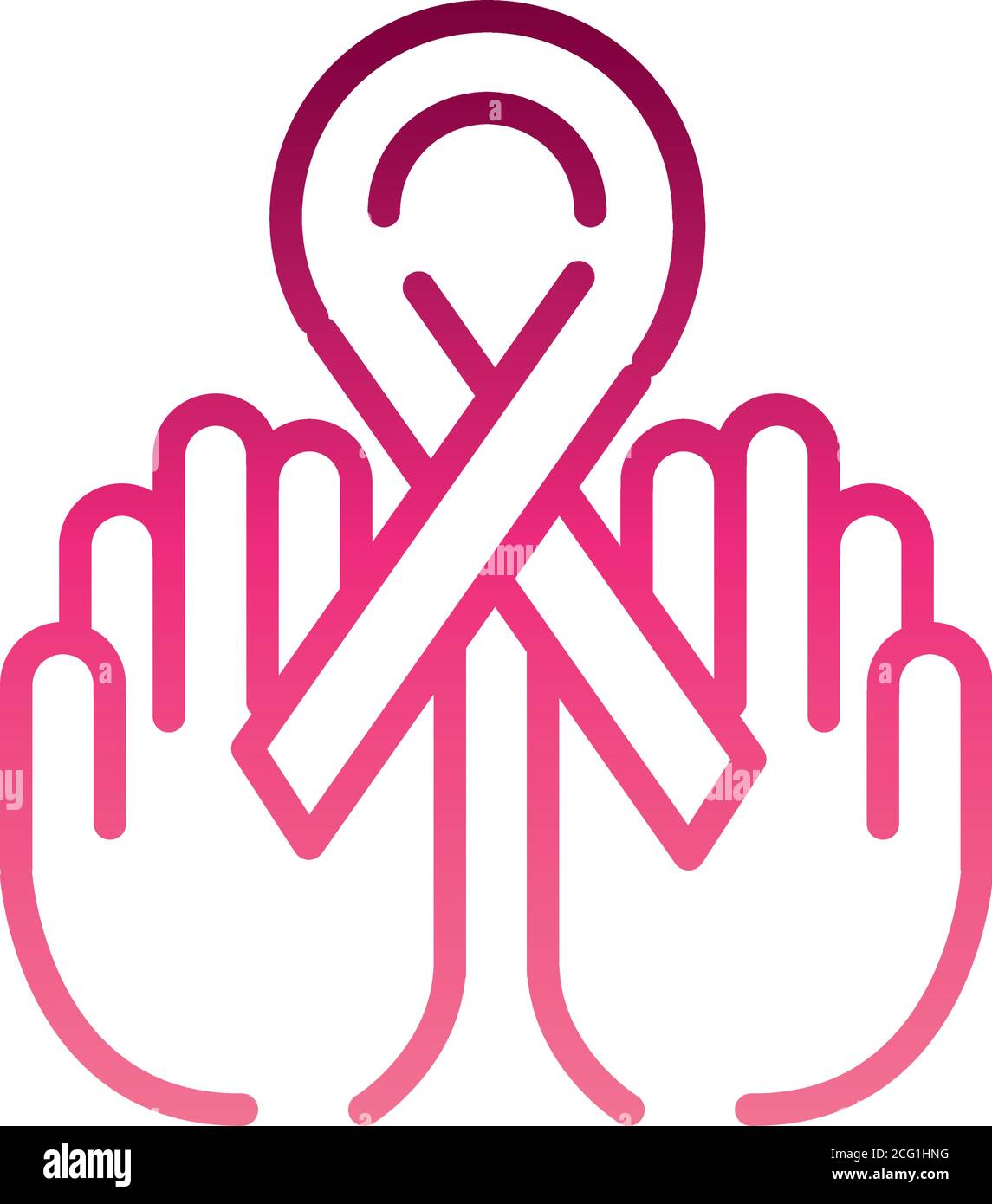 feminism movement icon, hands with ribbon campaign, female rights ...