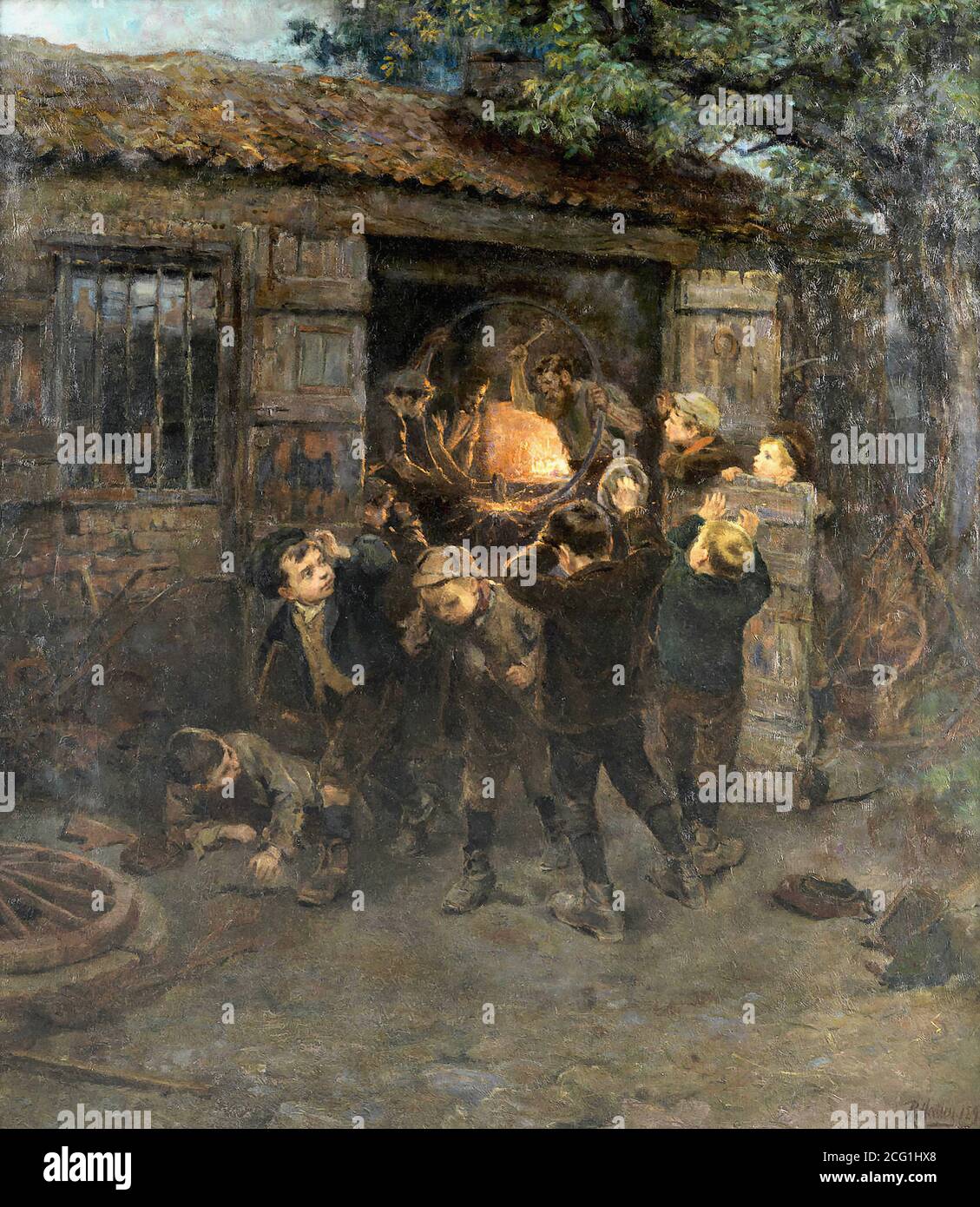 Hedley Ralph - the Forge - British School - 19th Century Stock Photo ...
