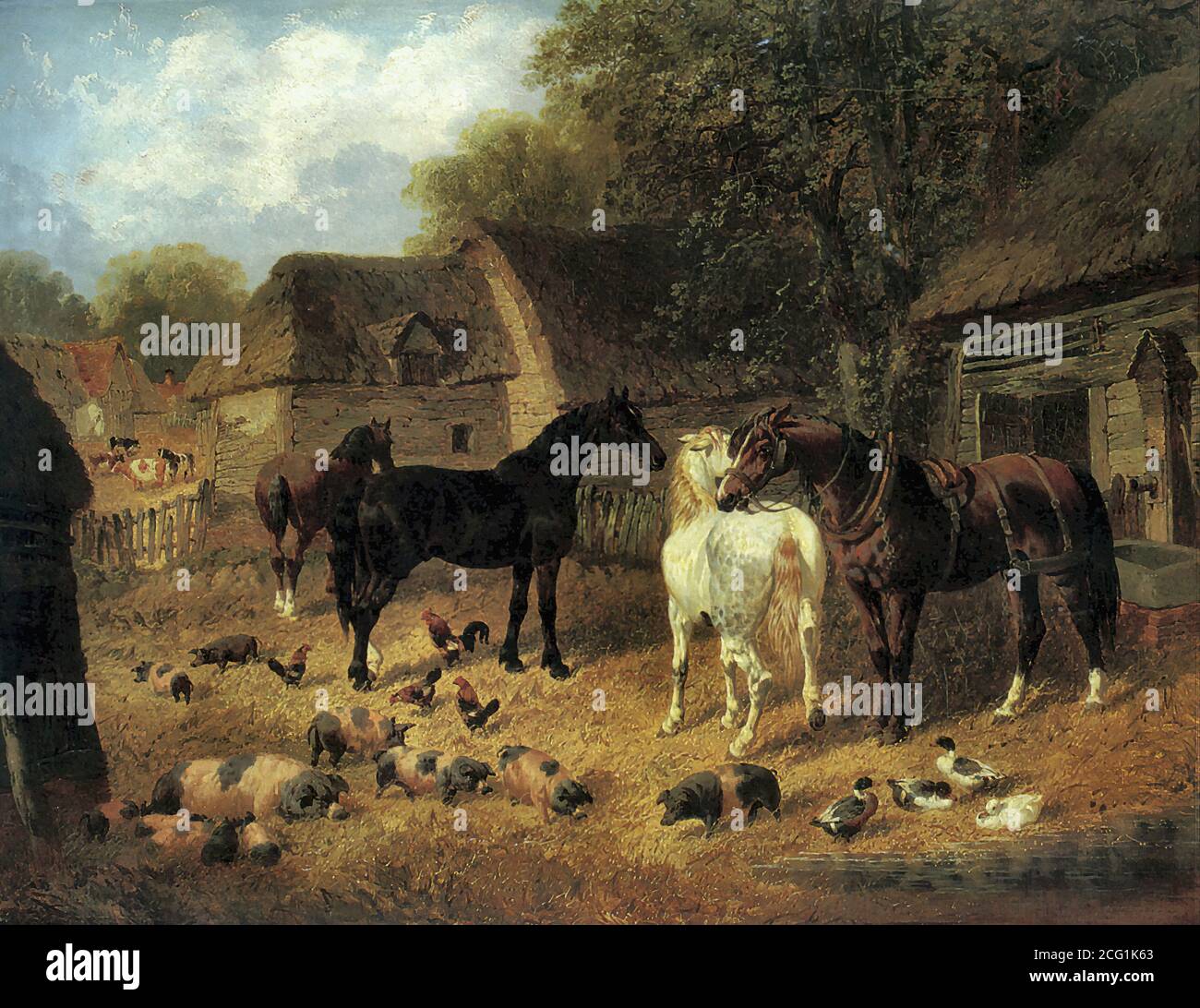 Herring II John Frederick - Horses Pigs and Ducks Outside a Stable ...