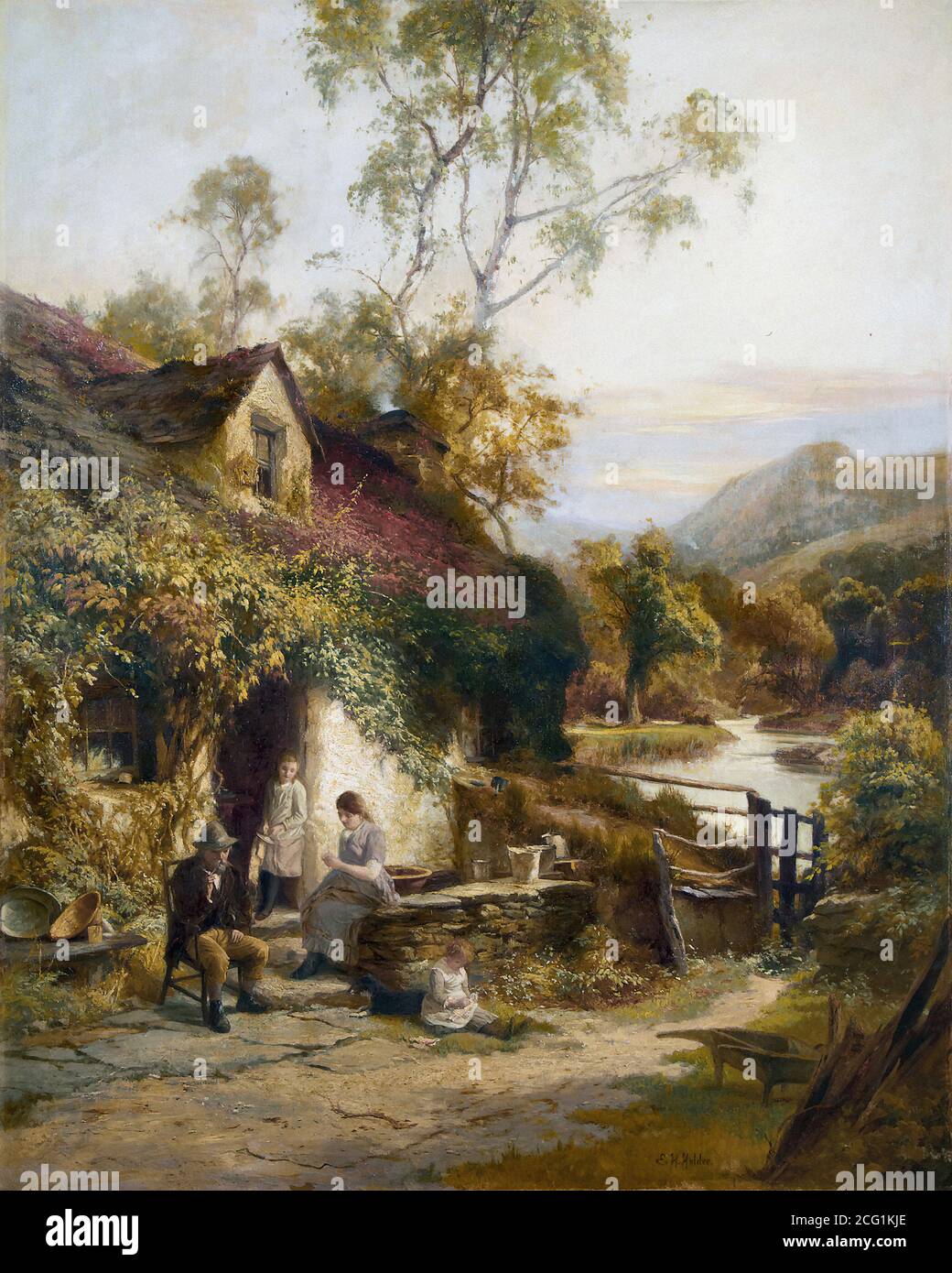 Holder Edward Henry - Family by a Cottage Door - British School - 19th ...