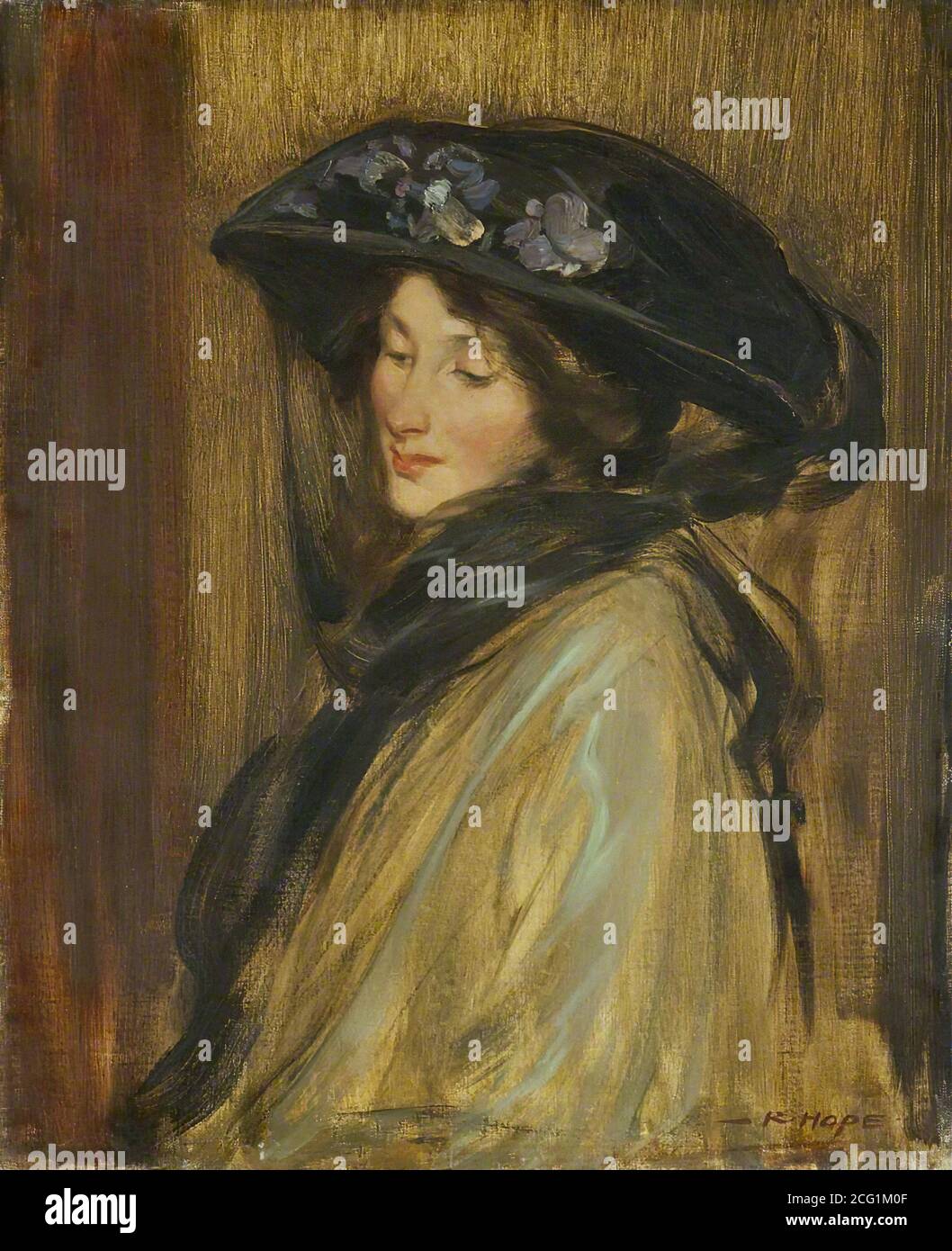Hope Robert - Portrait of a Lady with a Motoring Veil - British School ...