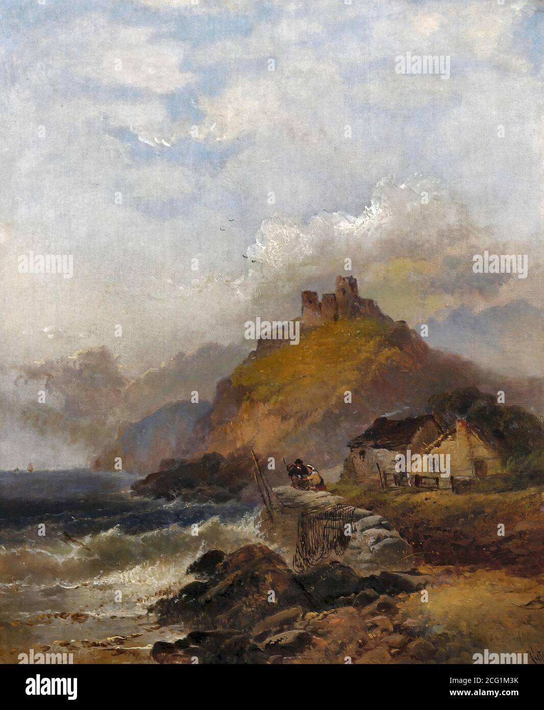 Horlor Joseph - Criccieth Castle with Fisherfolk on the Shore - British ...