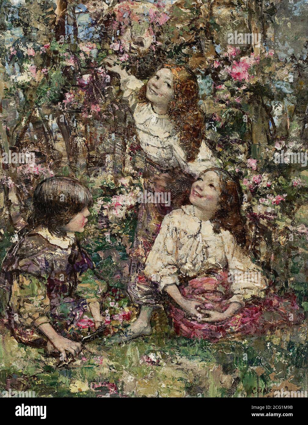 Hornel Edward Atkinson - Picking Blossom 1 - British School - 19th ...