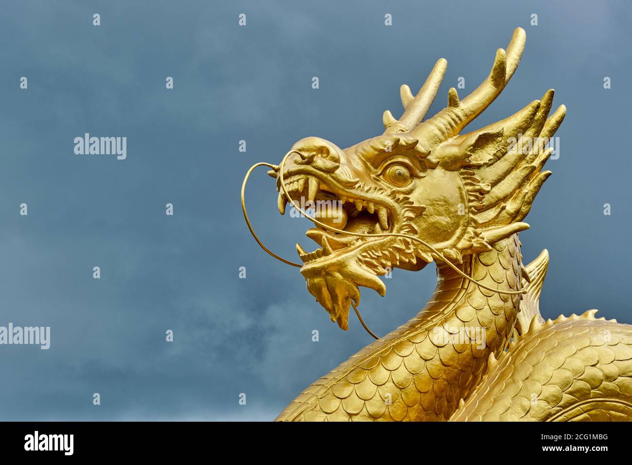 The head of the Hai Leng Ong Statue or Golden Dragon Monument in Queen ...