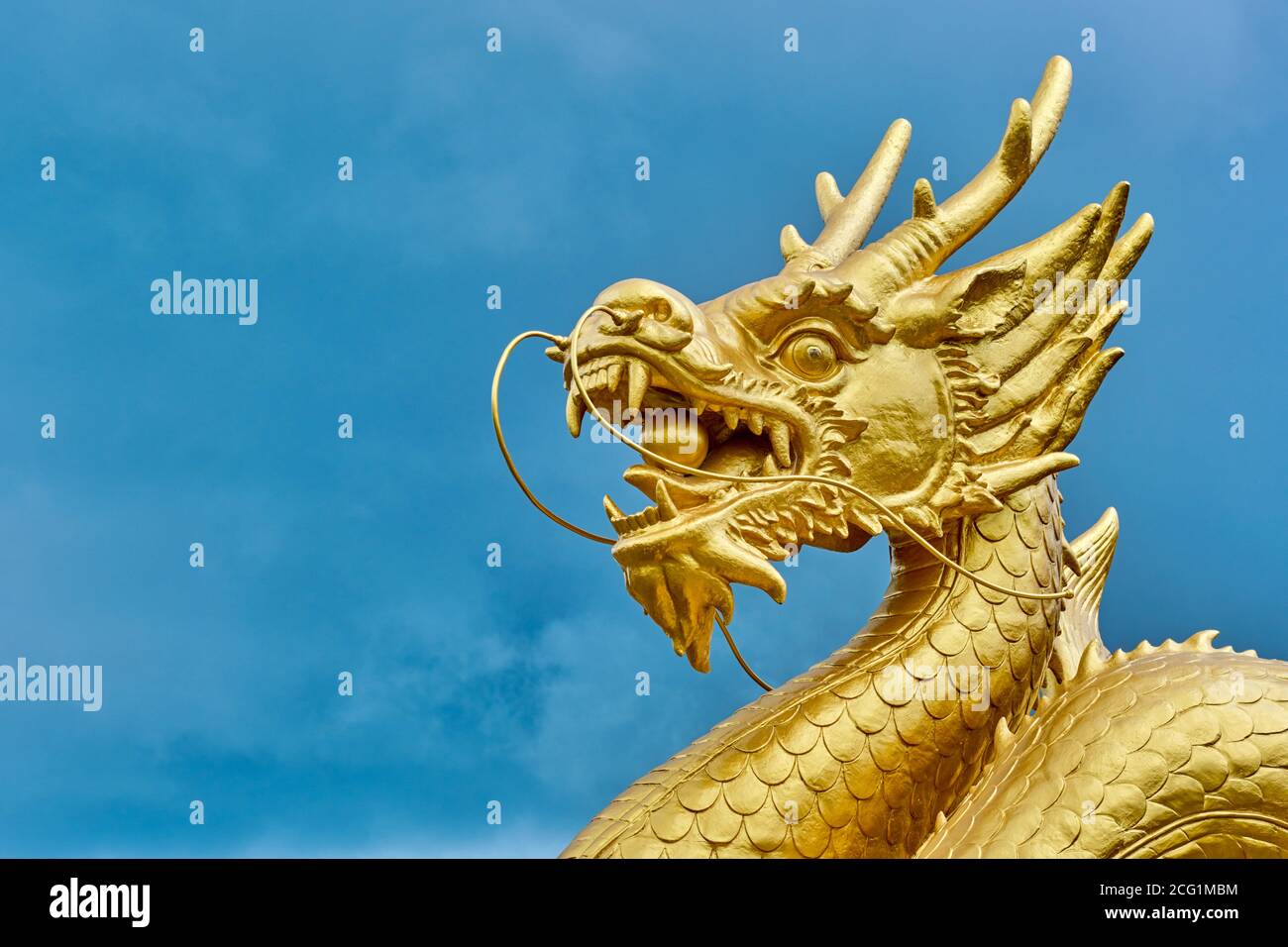 The head of the Hai Leng Ong Statue or Golden Dragon Monument in Queen ...