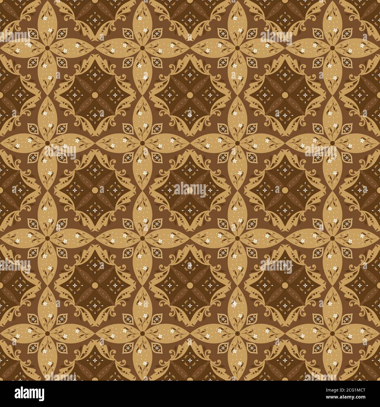 Beautiful motif on Parang batik design with seamless golden brown color ...