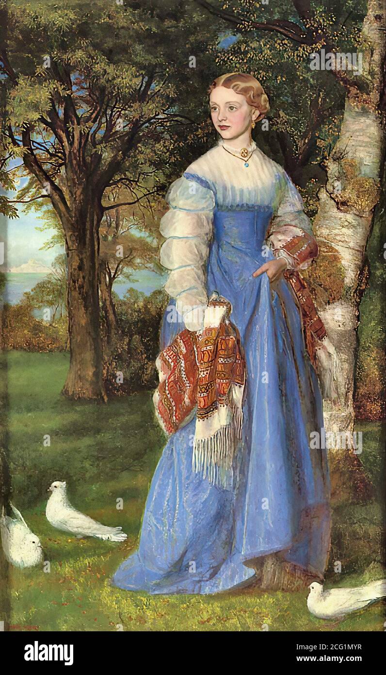 Hughes Arthur - Portrait of Mrs Louisa Jenner - British School - 19th ...