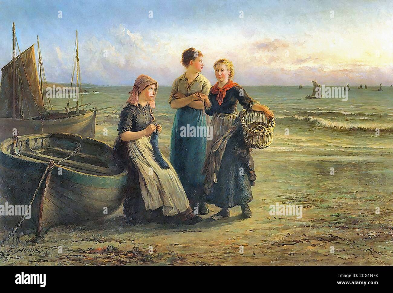Hume Edith - Coast Scene - British School - 19th Century Stock Photo ...