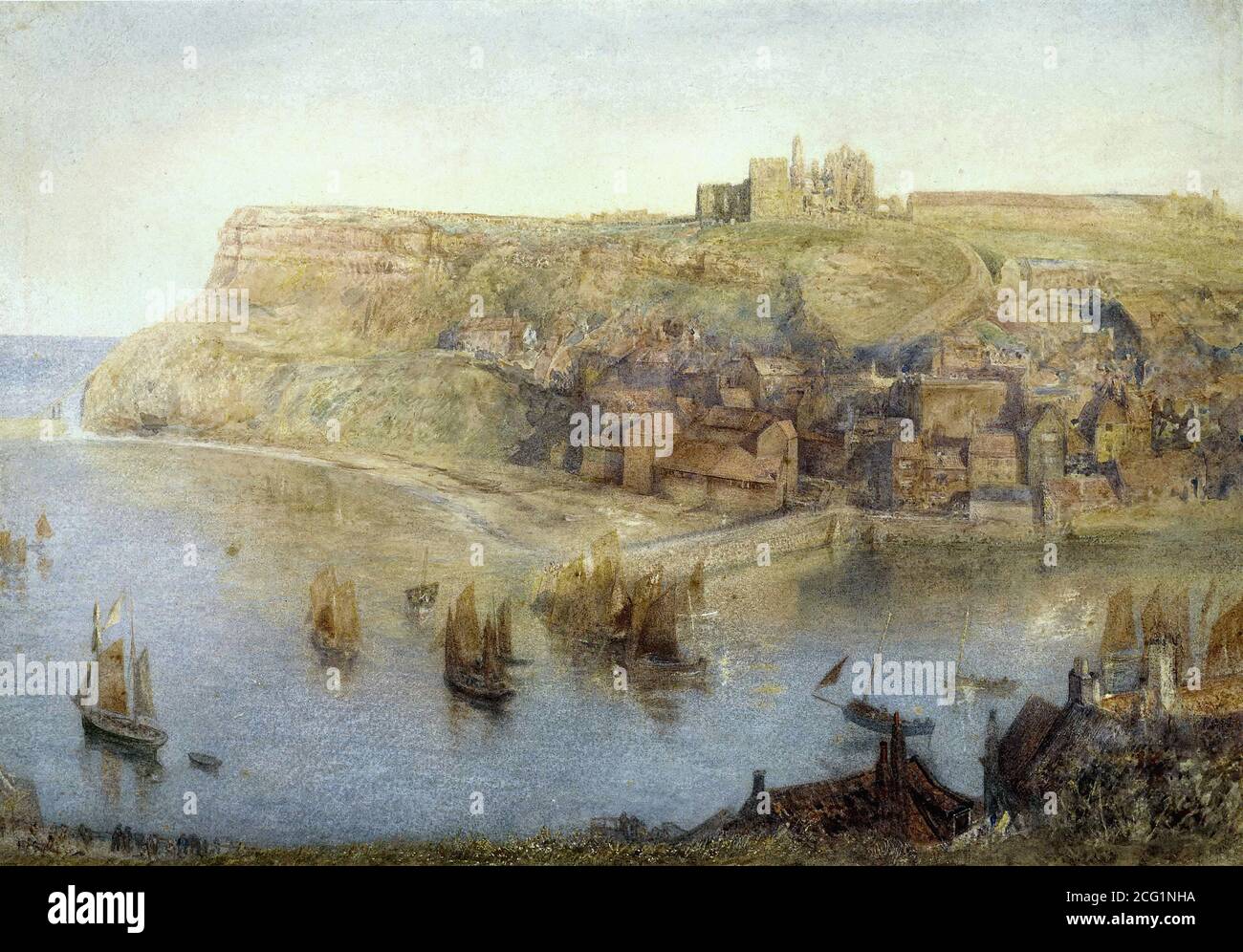 Hunt Alfred William - Whitby Abbey with Boats Sailing out of the ...