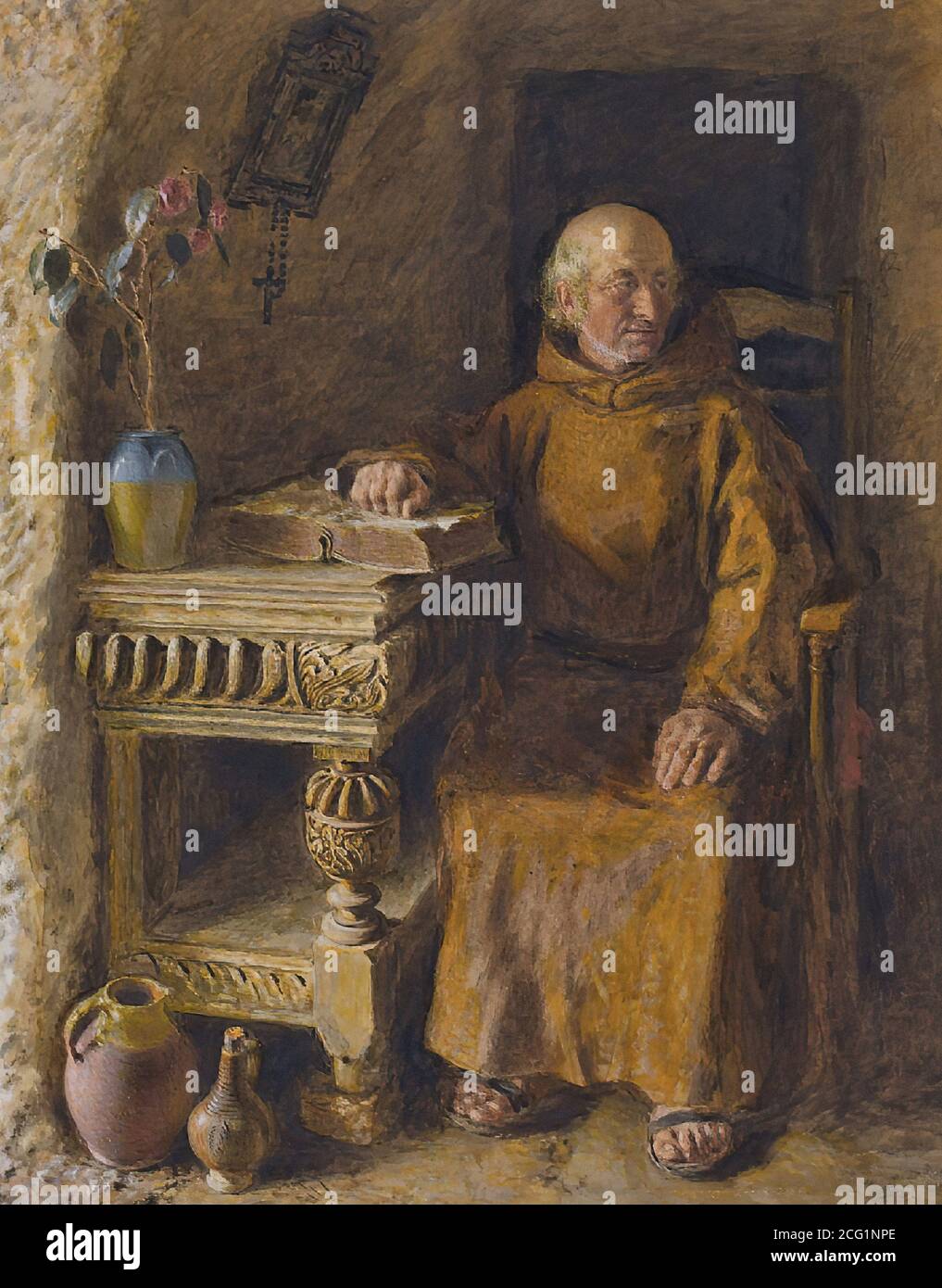 Hunt William Henry - a Monk Sitting in His Cell - British School - 19th ...