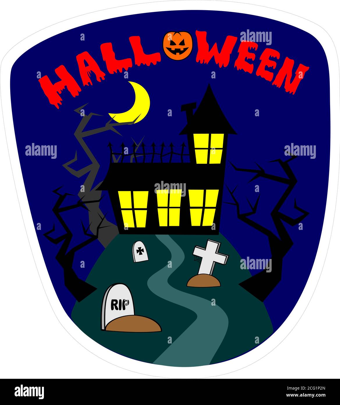 Halloween Trick or Treat haunted house in the night Stock Vector Image ...