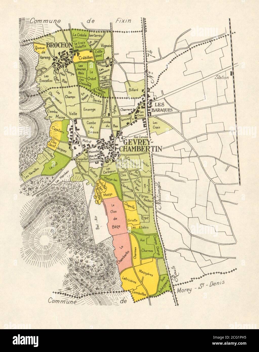 BURGUNDY BOURGOGNE VINEYARD MAP Côte de Nuits - Gevrey-Chambertin ...