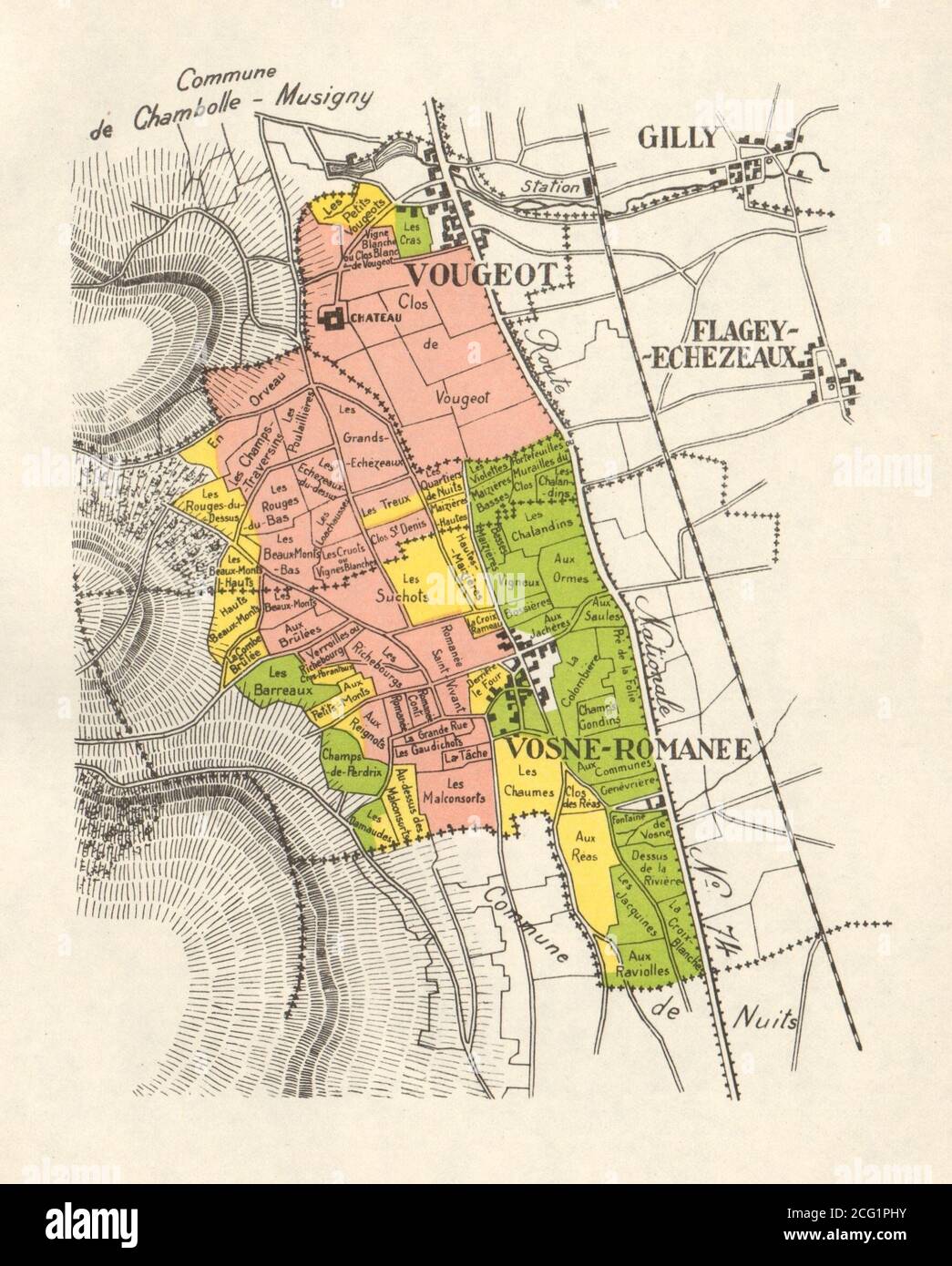 BURGUNDY VINEYARD MAP Vougeot Vosne-Romanée Flagey-Echézéaux RODIER ...