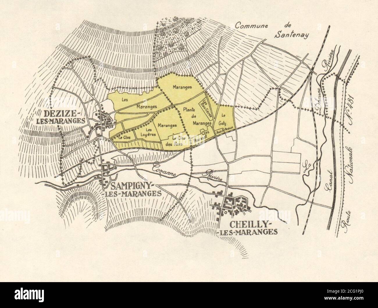 BURGUNDY BOURGOGNE VINEYARD MAP Côte de Beaune - Dezize-les-Maranges ...