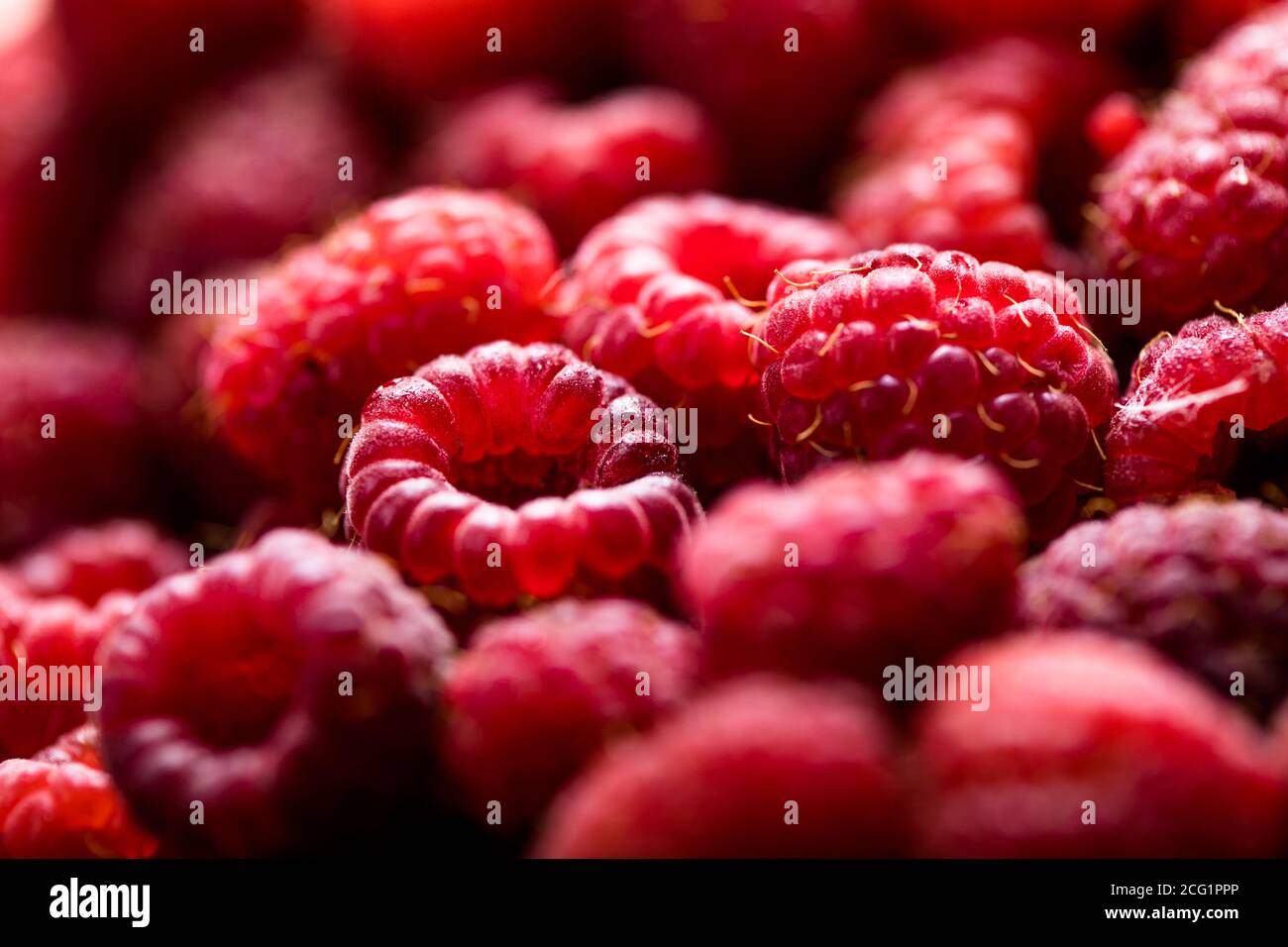 Fresh and sweet red raspberries texture. fruit pile background Stock ...
