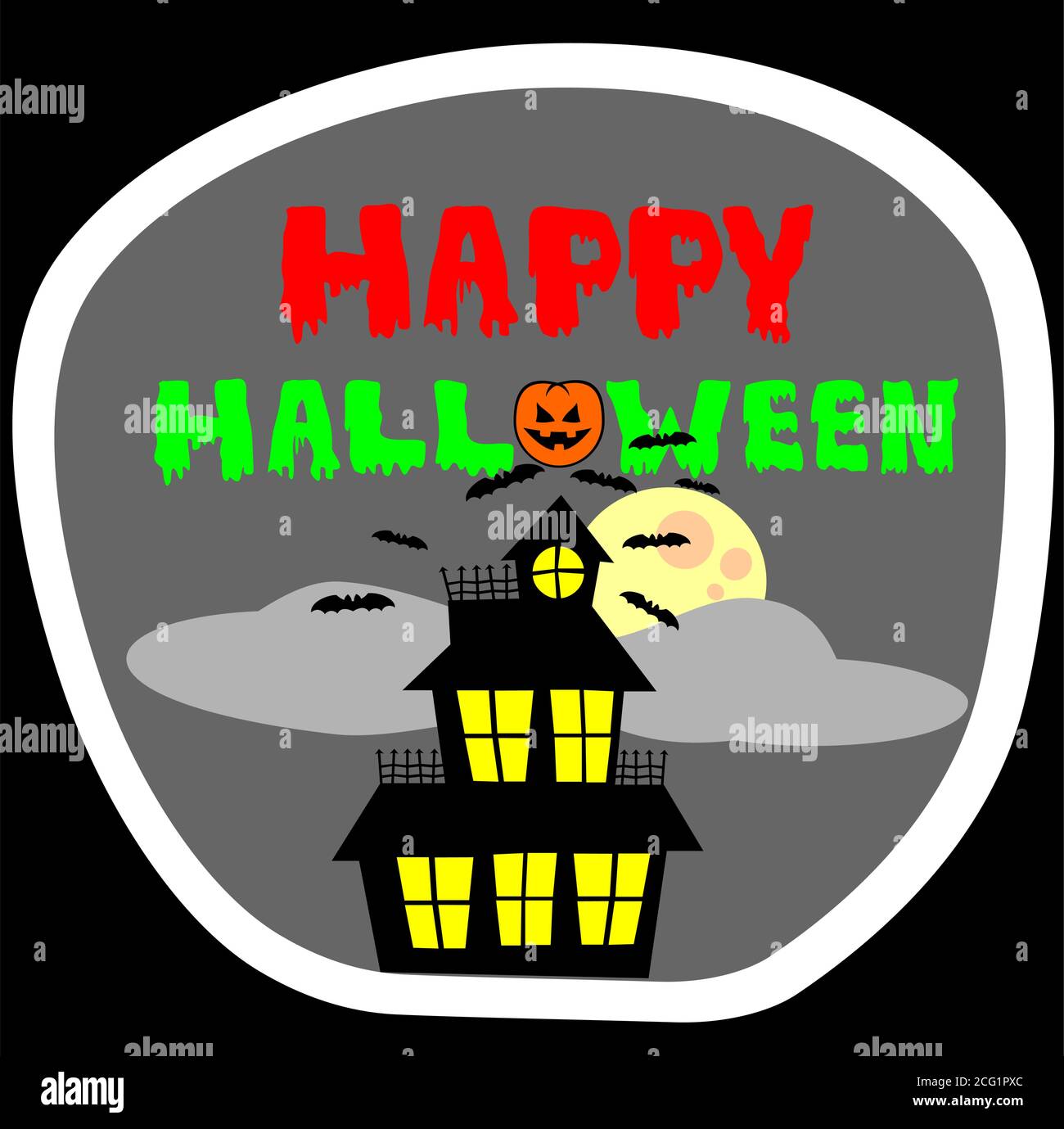 Happy Halloween haunted mansion poster vector Stock Vector Image & Art ...