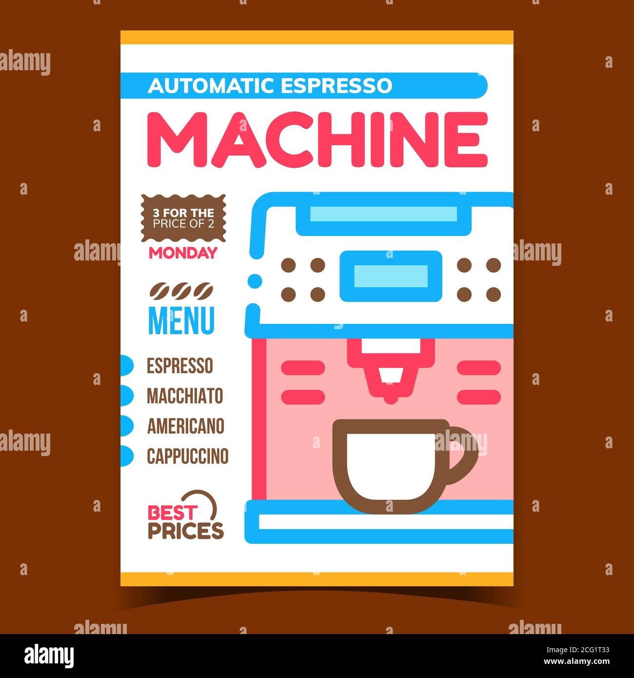 Automatic Espresso Machine Advertise Poster Vector Stock Vector Image ...