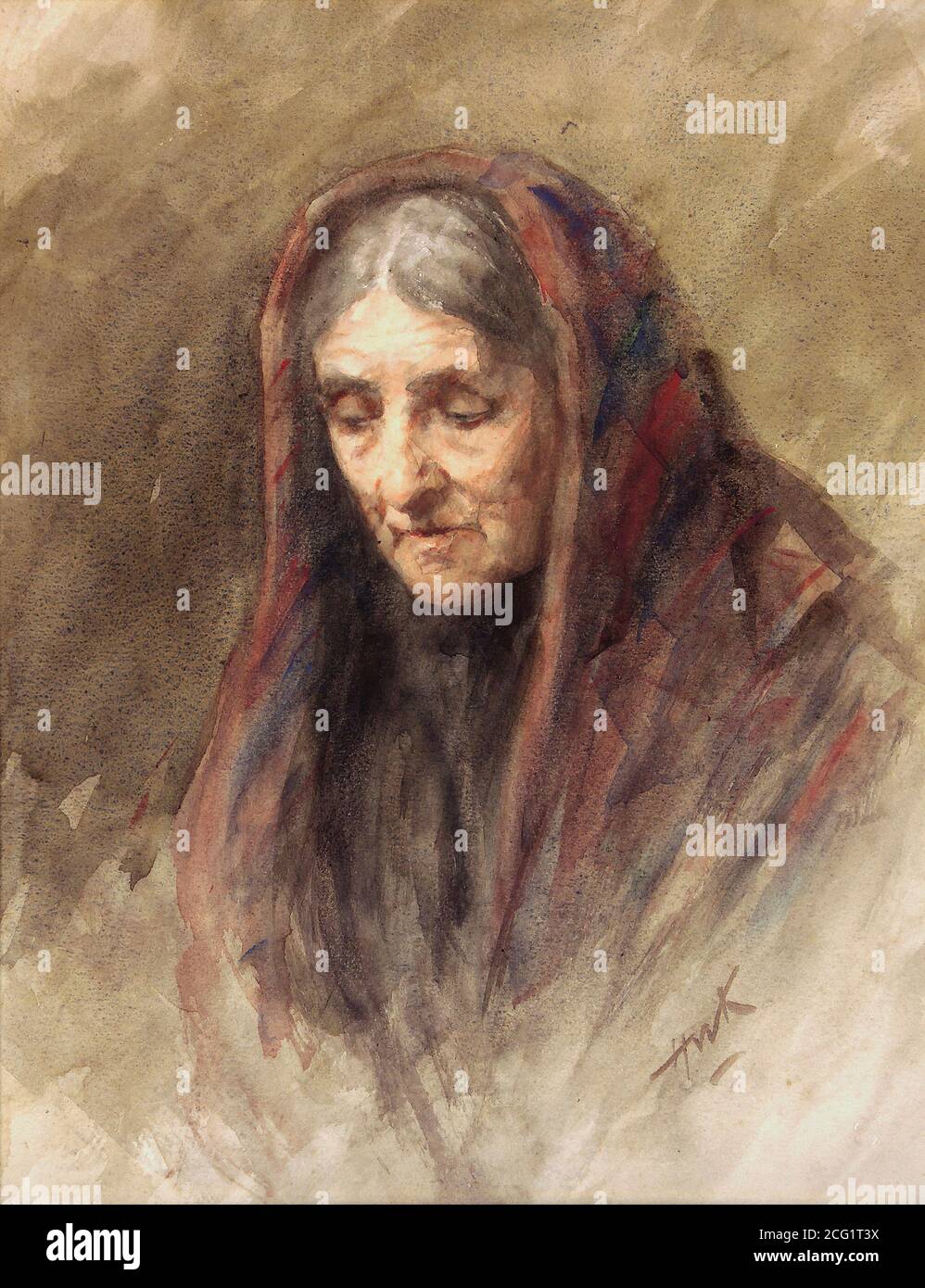 Kerr Henry Wright - Grannie - British School - 19th Century Stock Photo ...
