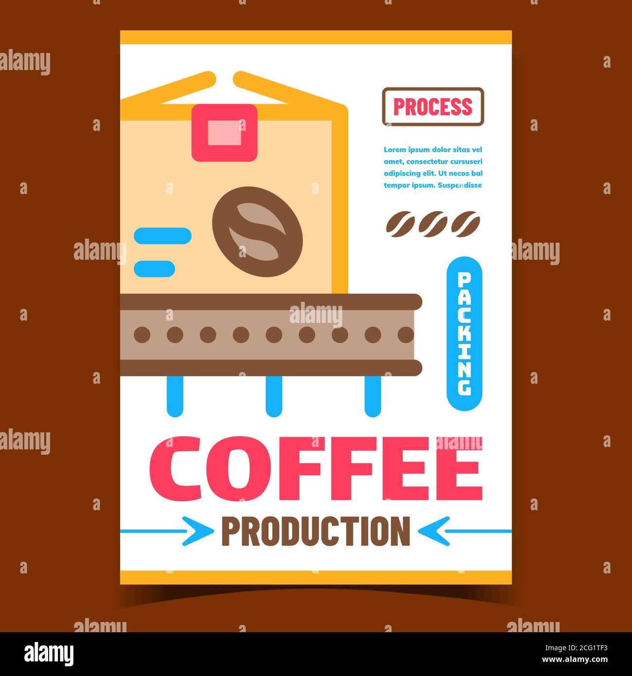 Coffee Production Creative Advertise Poster Vector Stock Vector Image ...