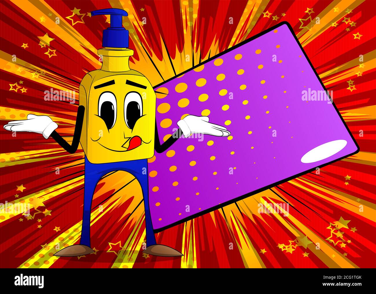 Cartoon bottle of hand sanitizer gel for hygiene with face shrugs ...