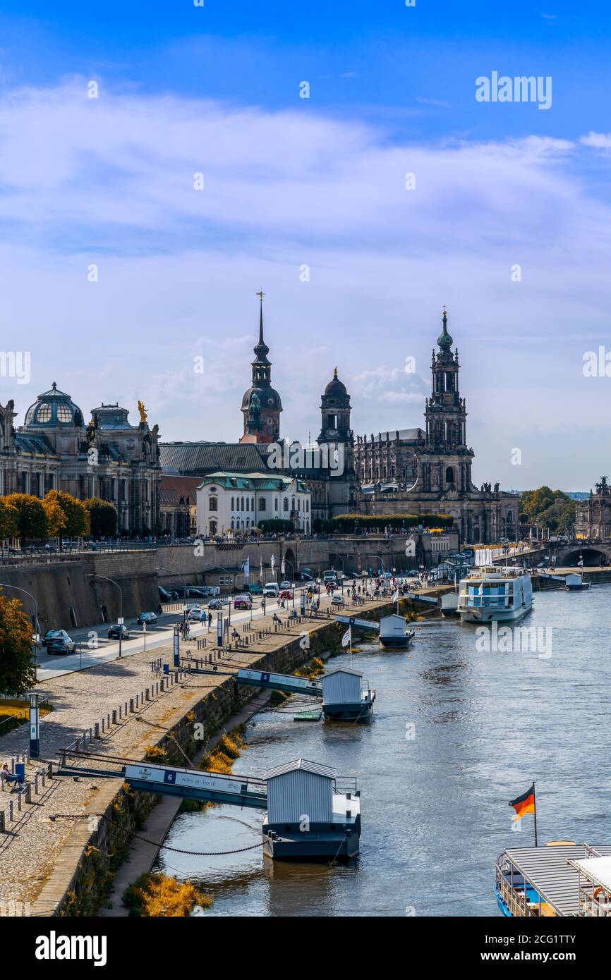 Dresden, Saxony / Germany - 3 September 2020: view of the Saxon capital ...
