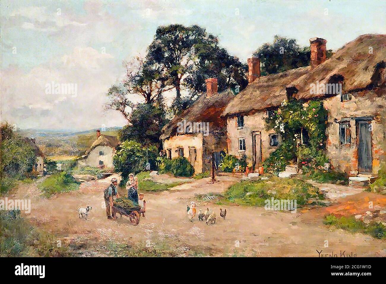 King John Yeend - Figures by a Country Cottage - British School - 19th ...