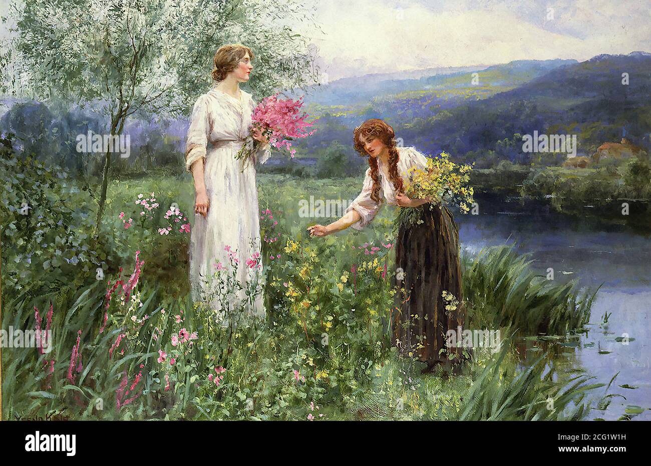 King John Yeend - Gathering Flowers 1 - British School - 19th Century ...