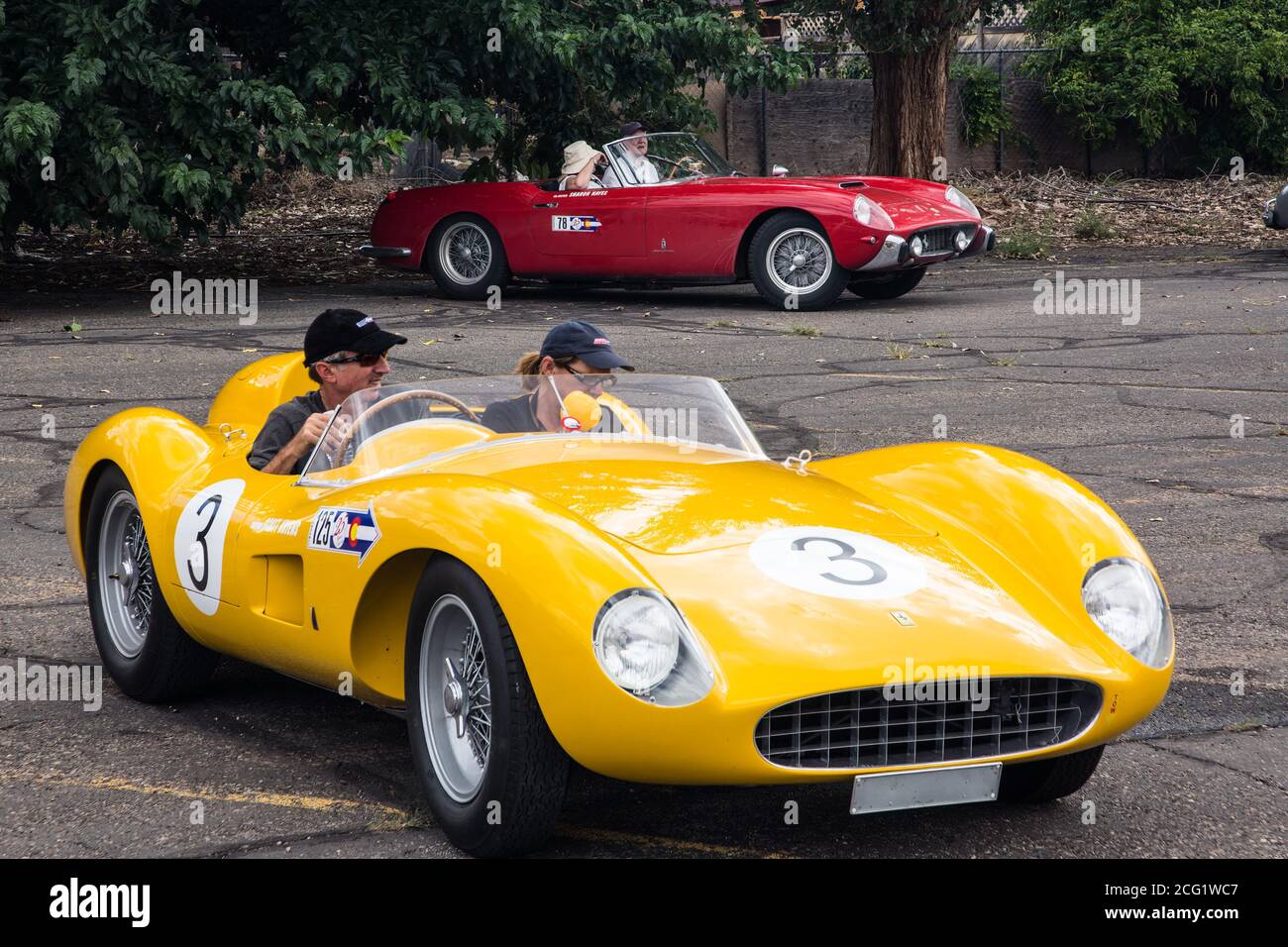 A 1957 Ferrari 500 TRC on a road tour through Moab, Utah. The 500 TRC ...