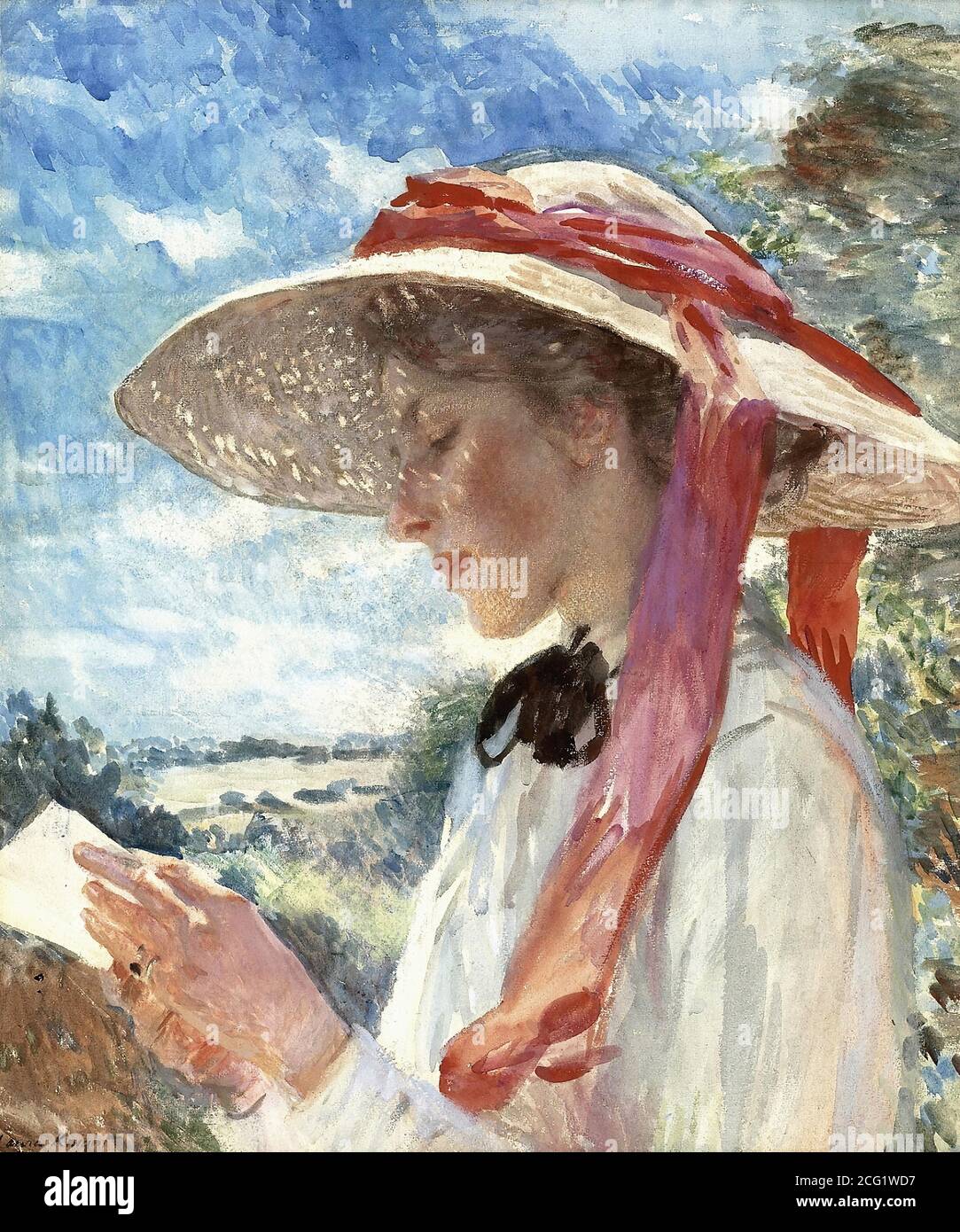 Knight Dame Laura - Florence Carter Wood (a Girl Reading) - British ...