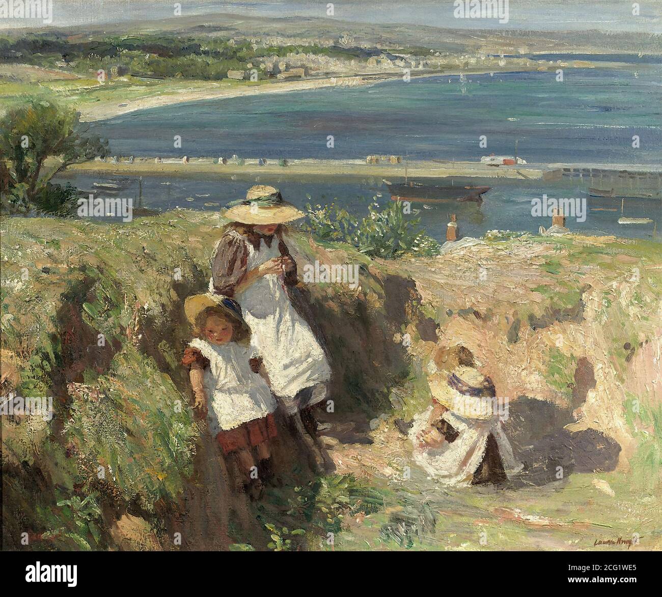 Knight Dame Laura - in the Sun Newlyn - British School - 19th Century ...