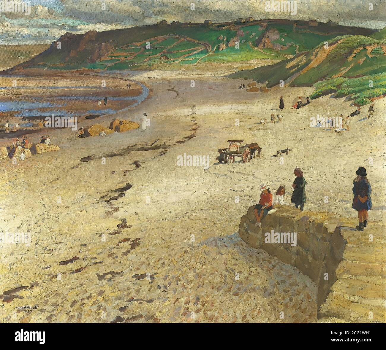 Knight Dame Laura - Sennen Beach - British School - 19th Century Stock ...