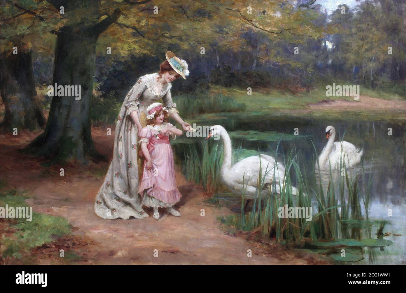 Knowles George Sheridan - Feeding the Swans - British School - 19th ...