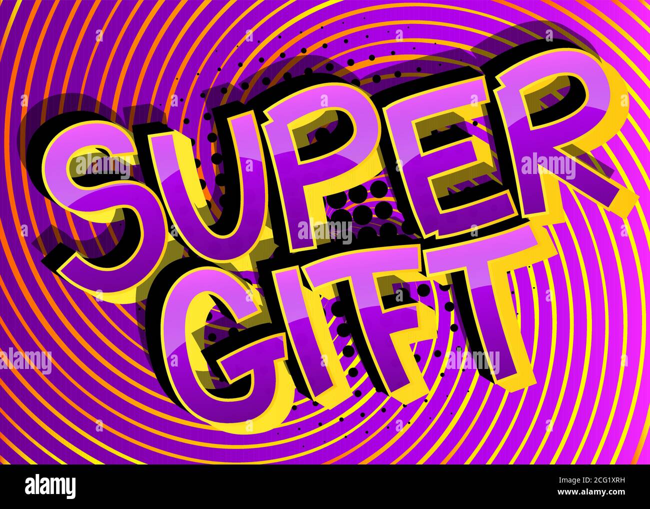 Super Gift Comic book style cartoon words on abstract comics background ...