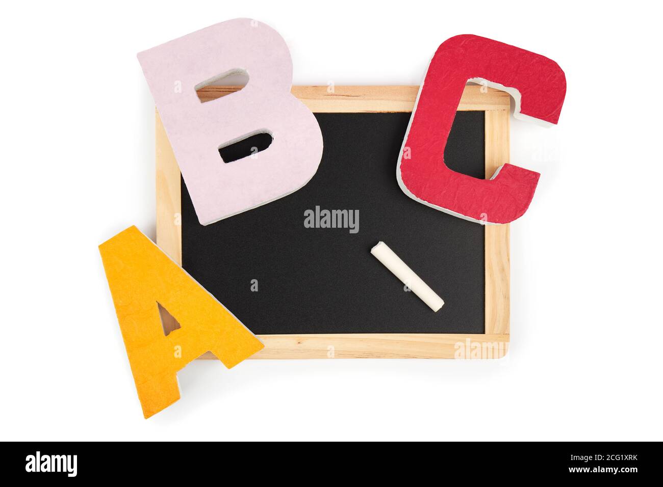 ChalkBoard & Chalk with ABC Alphabet Letters on a white background ...