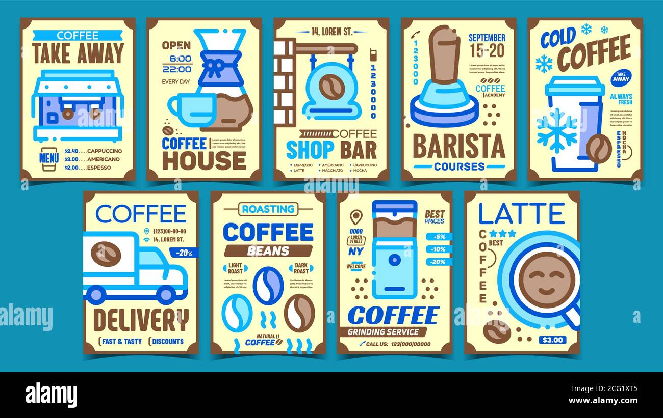 Coffee Creative Advertising Posters Set Vector Stock Vector Image & Art ...