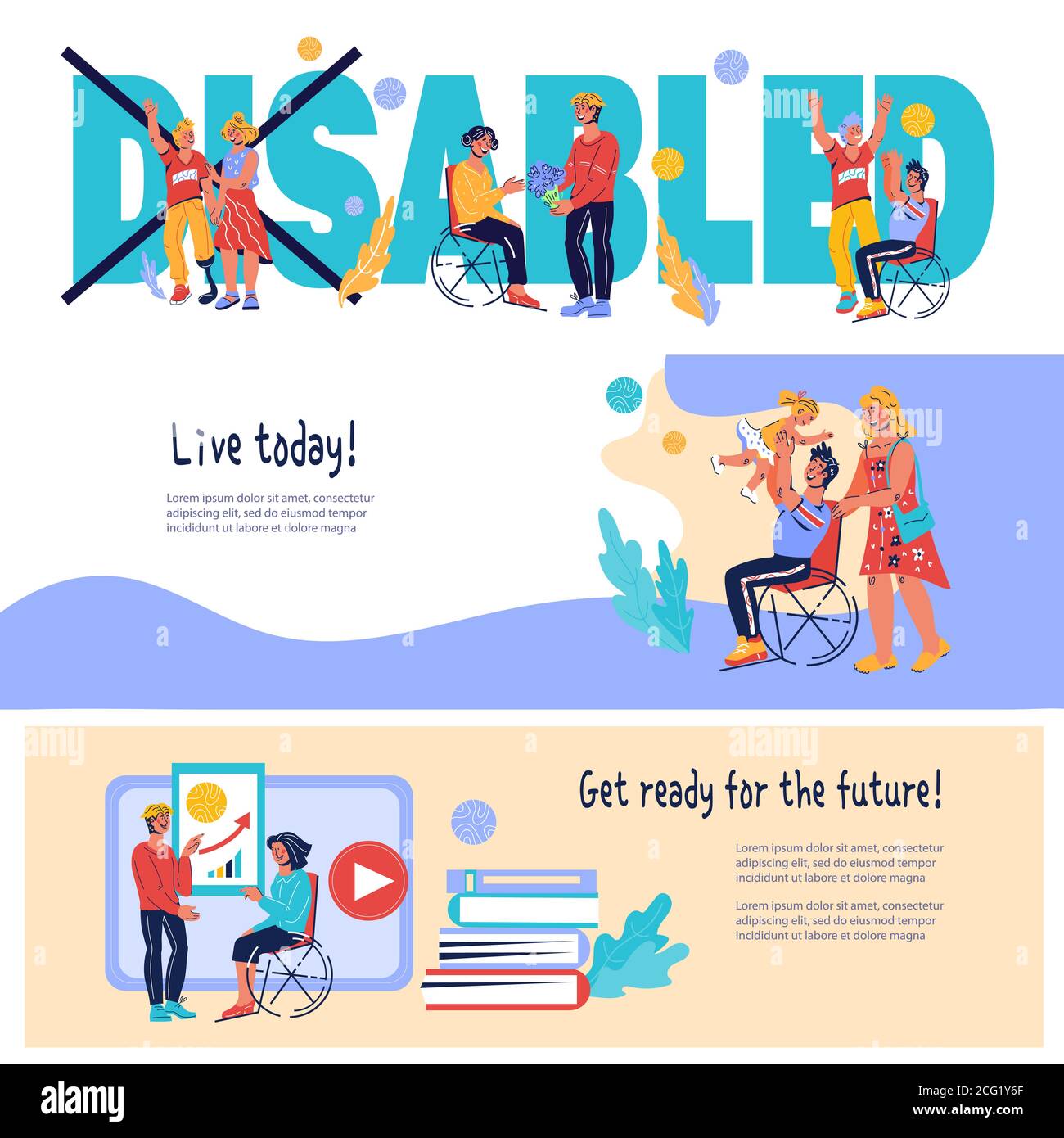 Banners for Disability Day with positive invalid Stock Vector Image ...