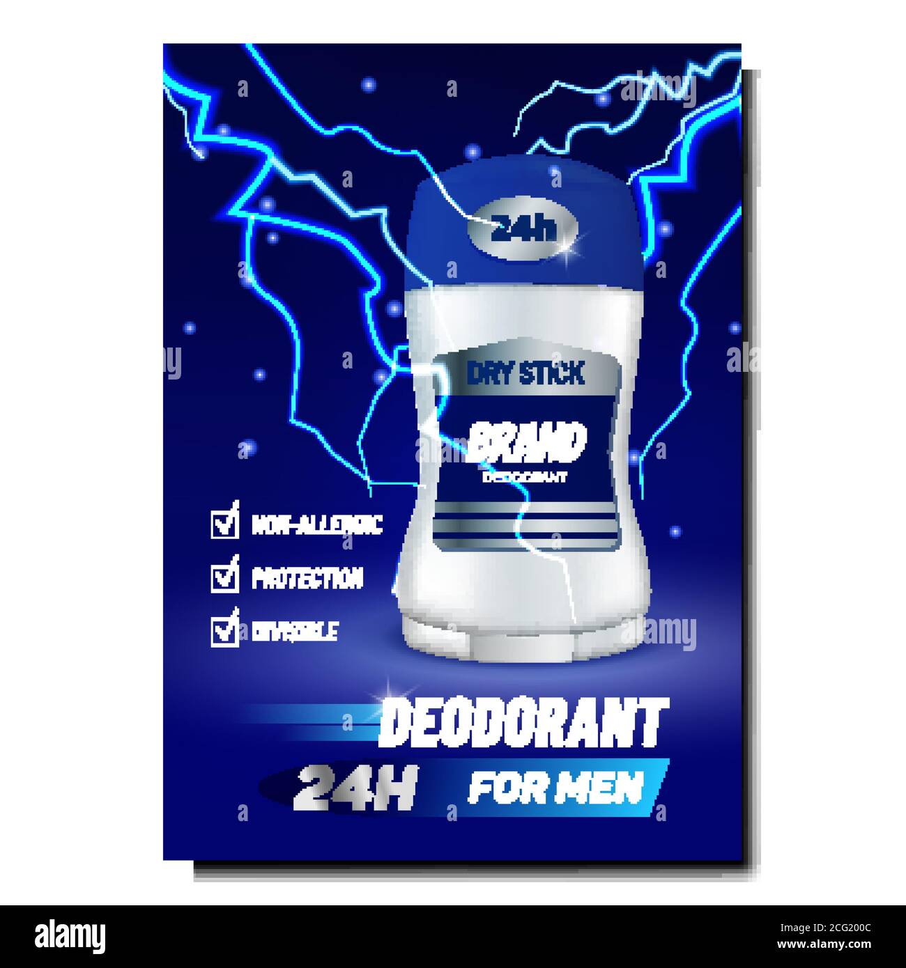 Dry Stick Deodorant For Men Promo Poster Vector Stock Vector Image ...