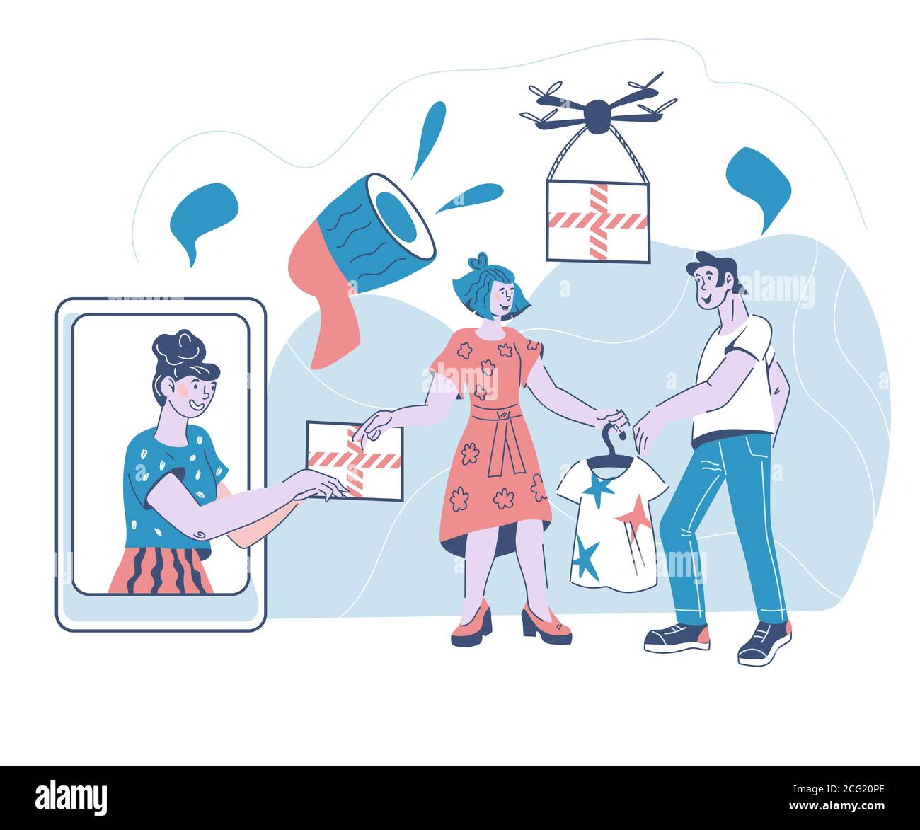 Online shopping, internet purchasing and fast delivery service concept ...