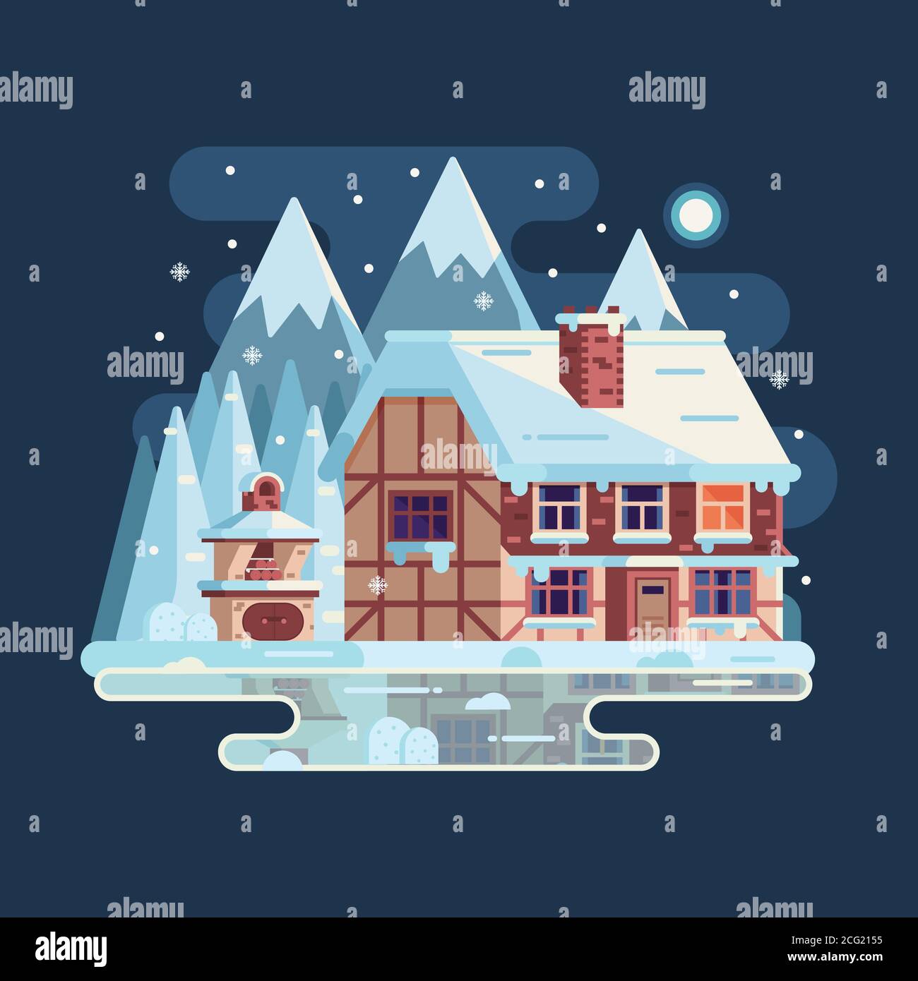 Cozy chalet Stock Vector Images - Alamy
