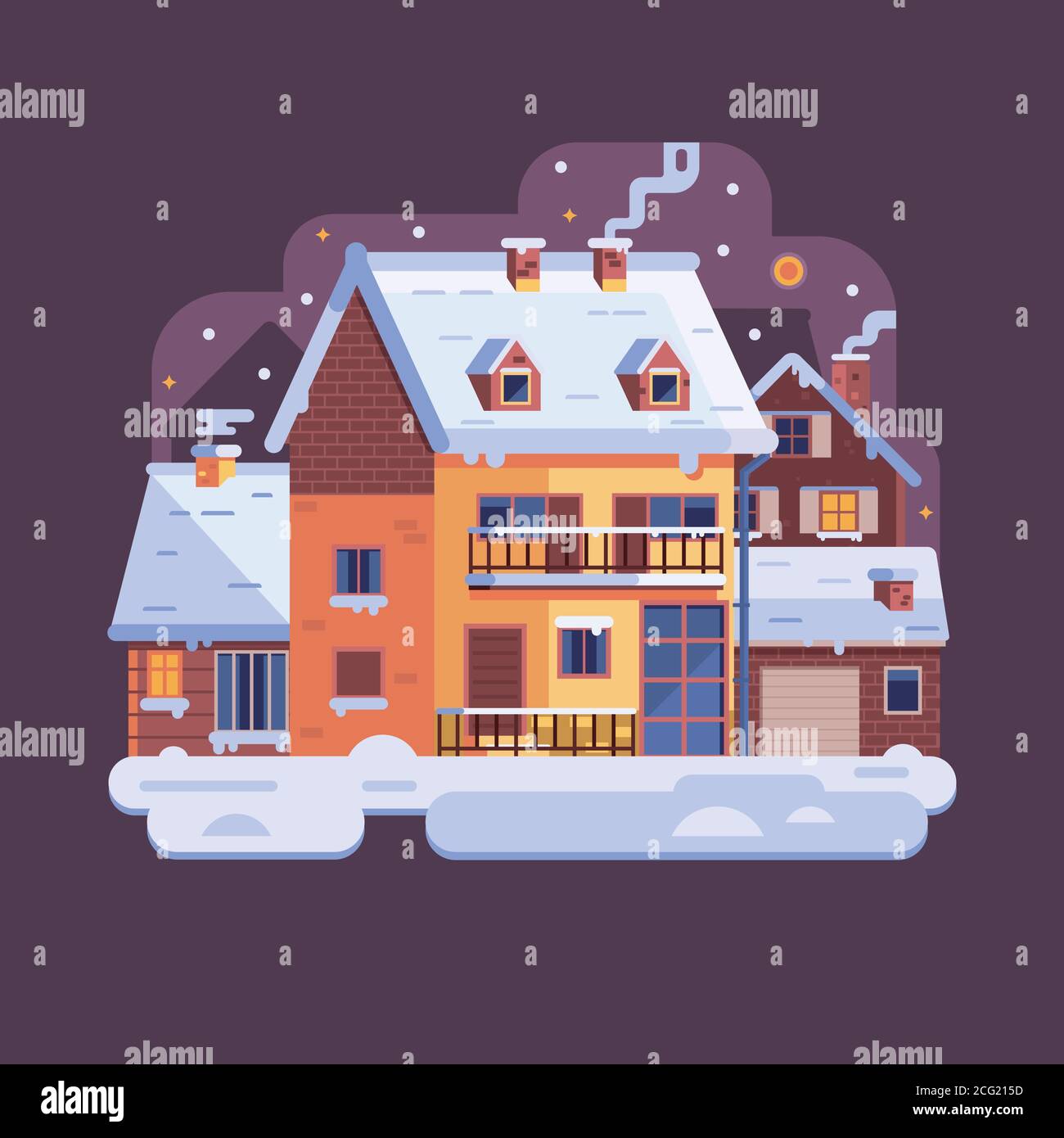 Village scene snow Stock Vector Images - Alamy