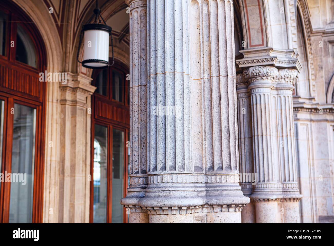 Marble columns in roman style . Architecture details of Opera Vienna ...