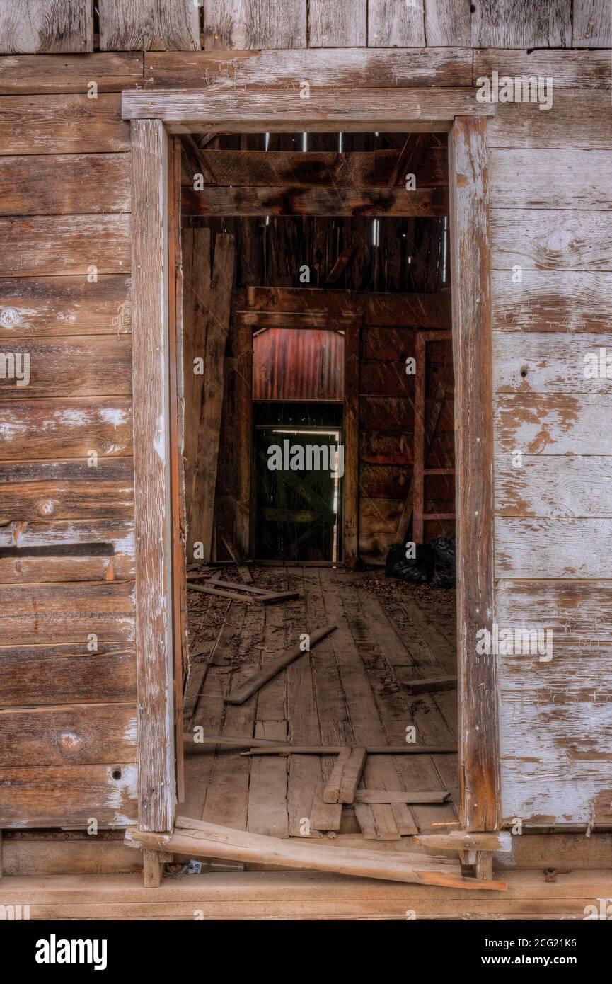 A missing door in a derelict building in the virtual ghost town of ...
