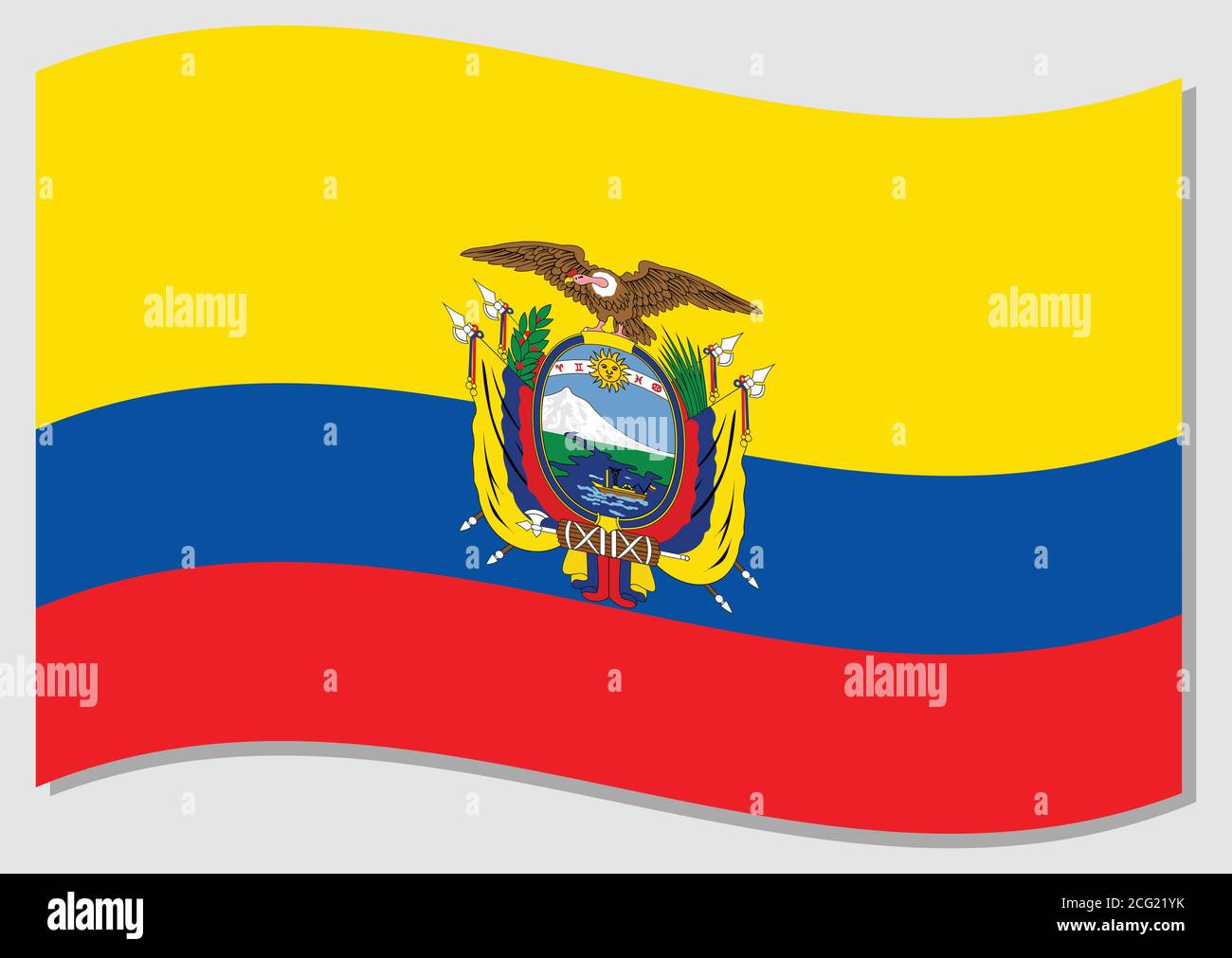 Waving flag of Ecuador vector graphic. Waving Ecuadorian flag ...
