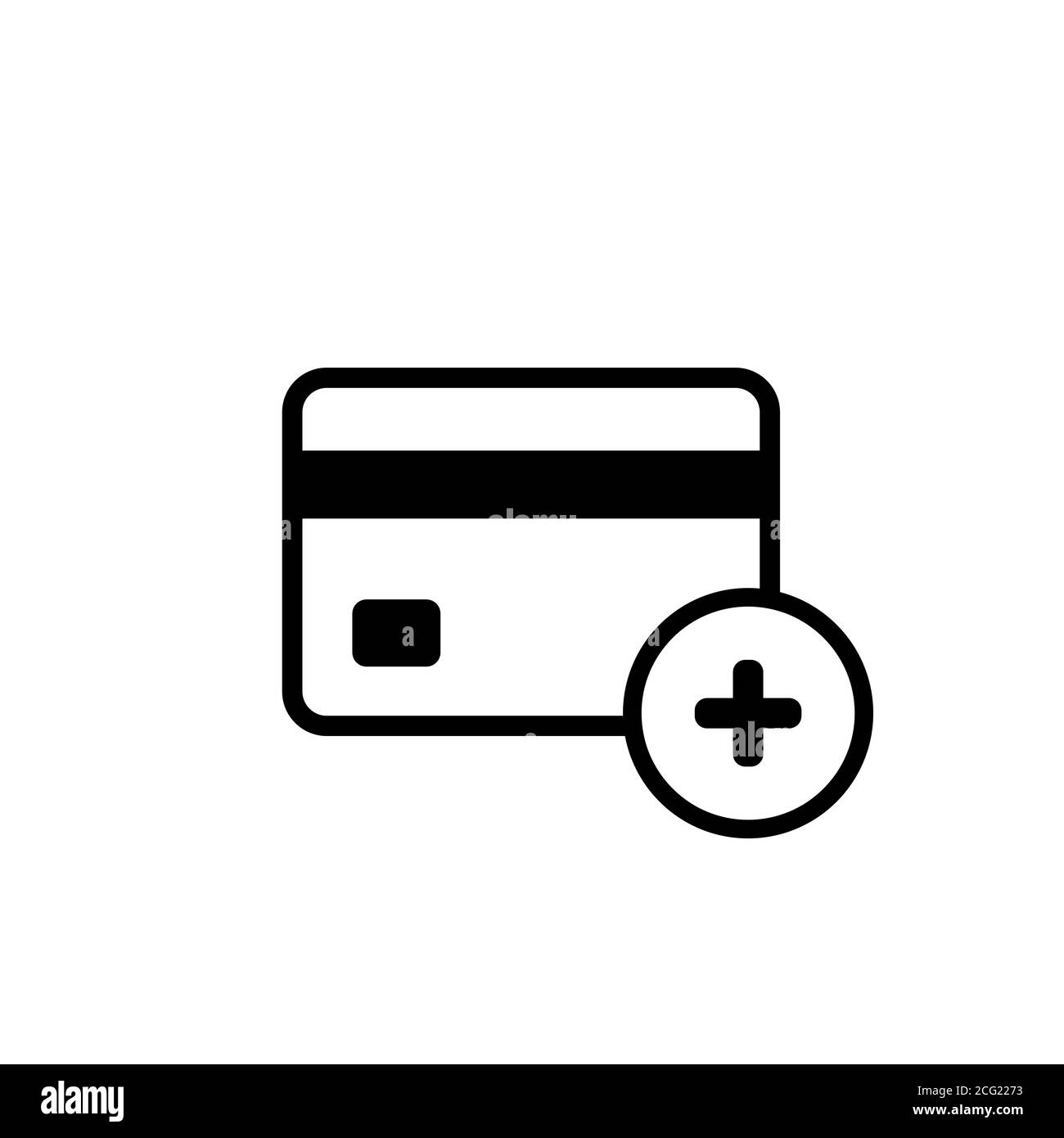 Credit card with plus sign. Adding concept. Vector on isolated white ...