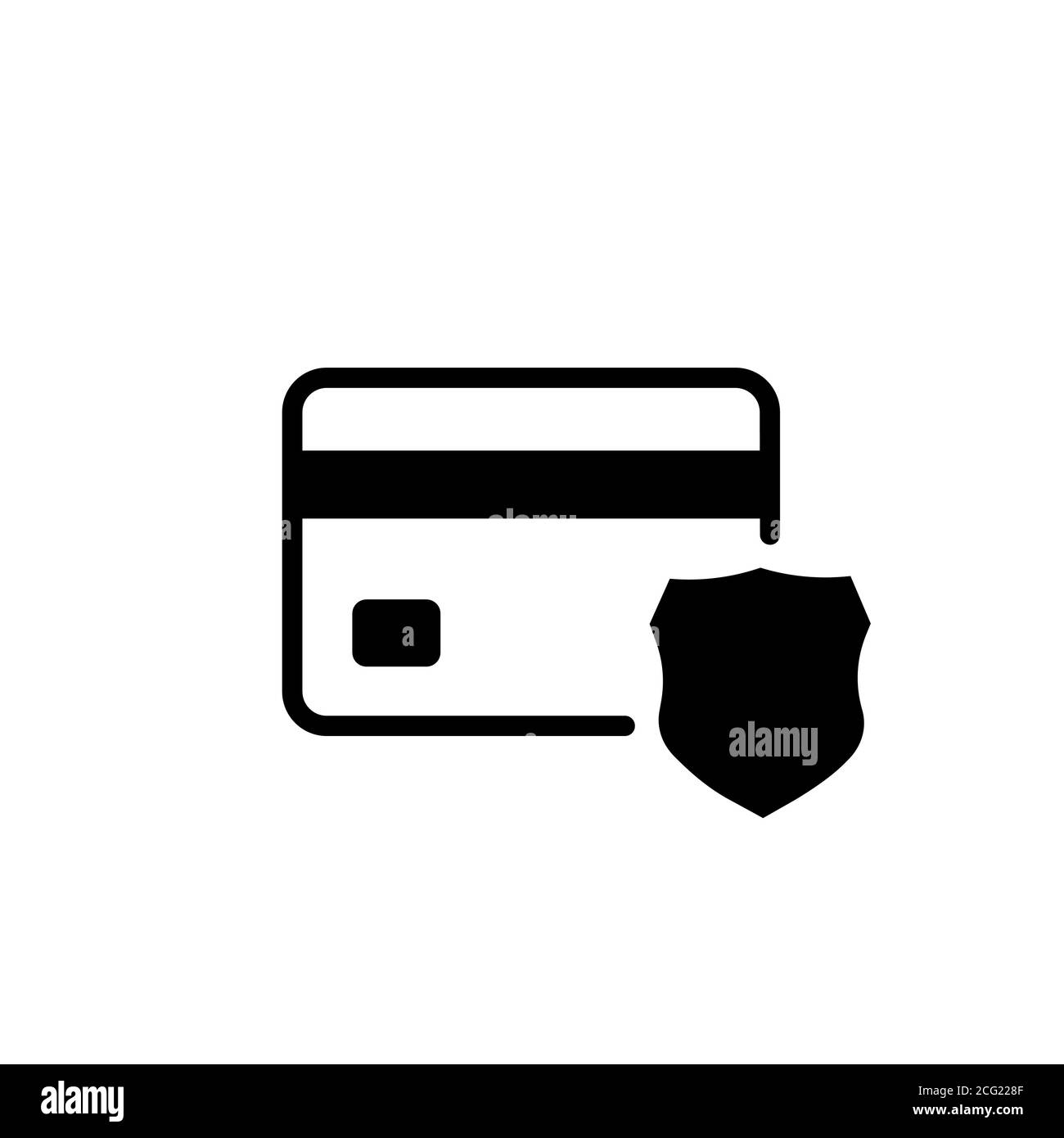 Credit card icon with shield sign. Secured account. Vector on isolated ...