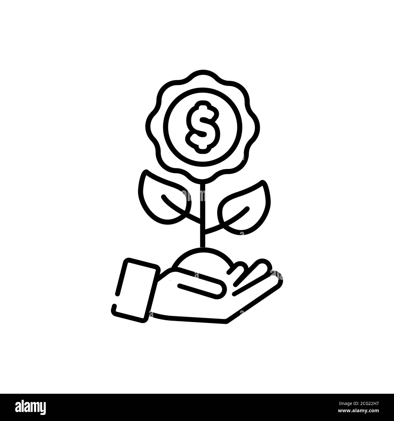 Money tree on hand icon. Growing wealth concept. Vector on isolated ...